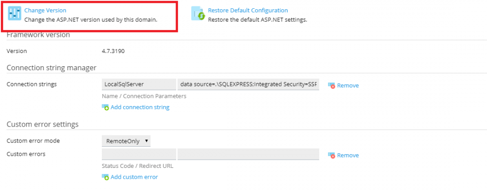 Plesk asp.net sürümü değiştirme | PenDC Blog Sayfası